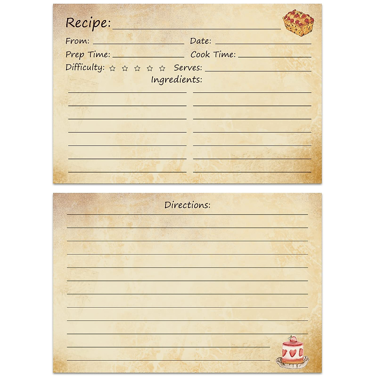 Recipe Cards 4 x 6" Double-Sided 70 pcs for Gifts Bridal Shower Wedding Housewarming Kitchen Fit with Recipe Binder Recipe Box