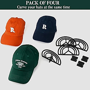TOOVREN 4-Pack Hat Brim Bender Hat Curving Band Hat Shaper with Two Curve Options No Steaming Required Convinent for All Types of Hats(Black)