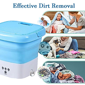 Portable Foldable Bucket Washing Machine Small Turbine Washer with Drain Basket for Apartment Dorm, Underwear or Small Items, Camping, RV, Travel (110V-240V) - Best Gift Choice