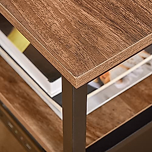 HOMCOM 67 Inch Home Office Computer Desk with Display Bookshelf, Industrial Writing Table with CPU Stand and Steel Frame, Black/Walnut