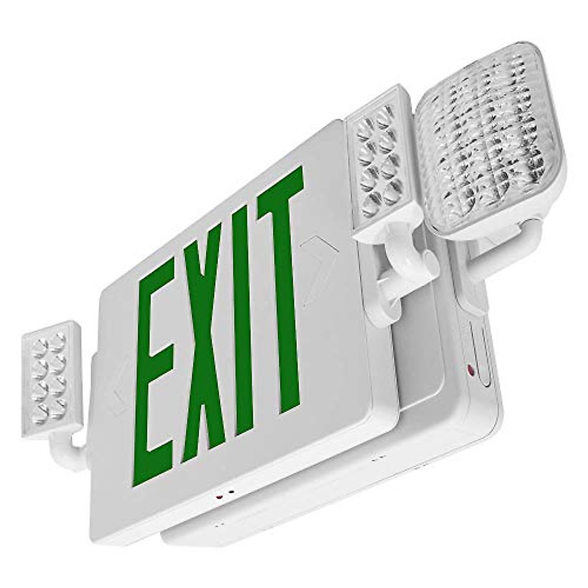 LFI Lights - Thin Hardwired All LED Combo Exit Sign Emergency Light - Green Battery Backup - UL Listed - COMBOTG (1 Pack)