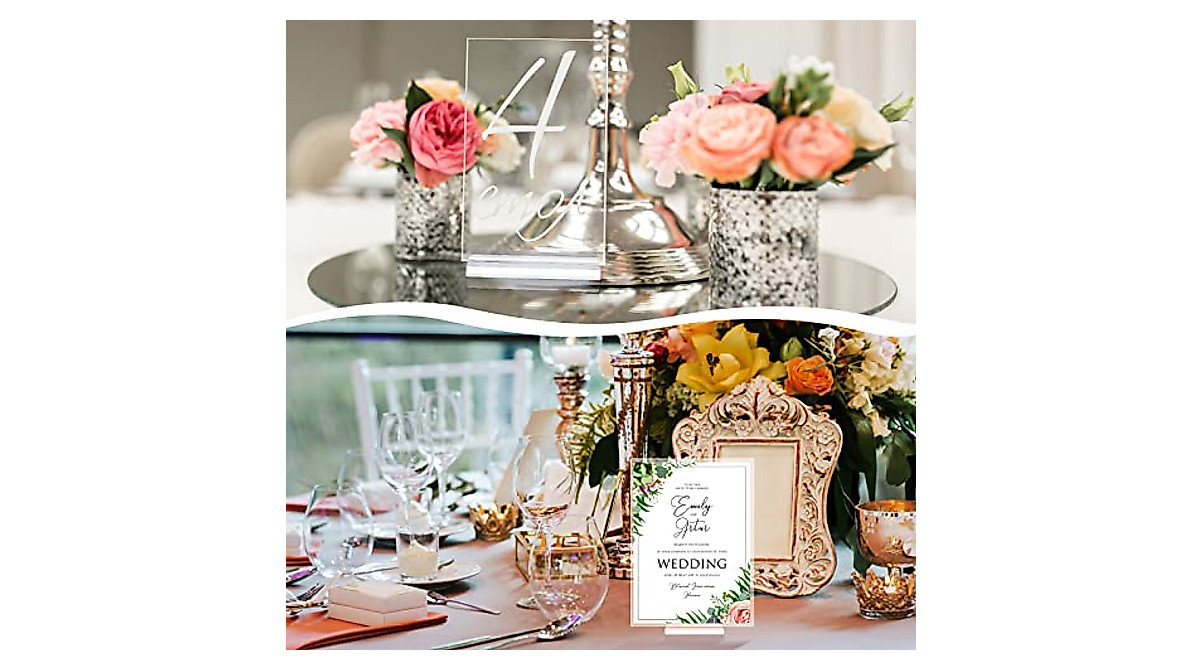 Clear Acrylic Place Card Holders - 20 Pack for Events
