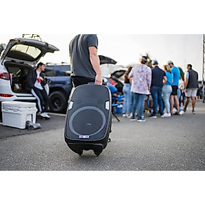 Altec Lansing SoundRover Wireless Trolley Bluetooth Speaker with Microphone, Rechargeable System Speaker for Parties, Karaoke DJ Speaker with Led Lights and USB Smartphone Charger