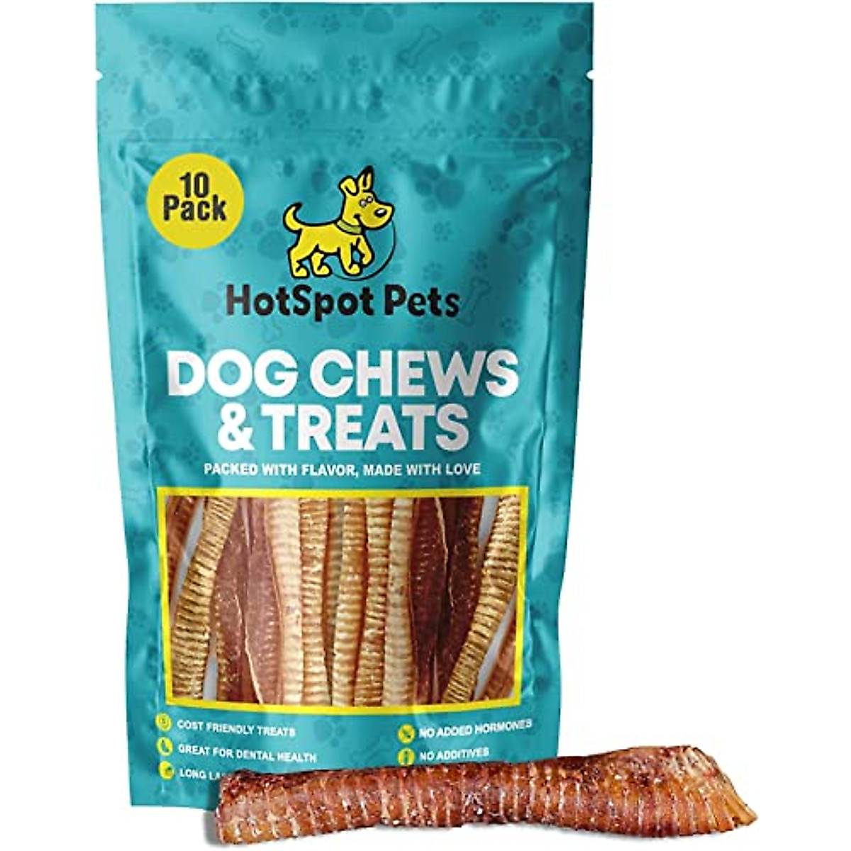 hotspot pets Premium 12'' Beef Trachea for Dogs Large - All Natural Long Lasting Dog Chews Rich in Glucosamine & Chondroitin 100% Beef Chews Single Ingredient Grass Fed Dog Treats