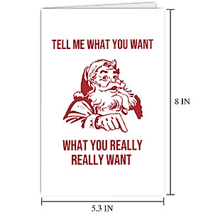 Supoeguk Funny Christmas Card for Men Women, Happy Holiday Card for Friends Family, Cool Santa Card for Him Her, Tell Me What You Really Want