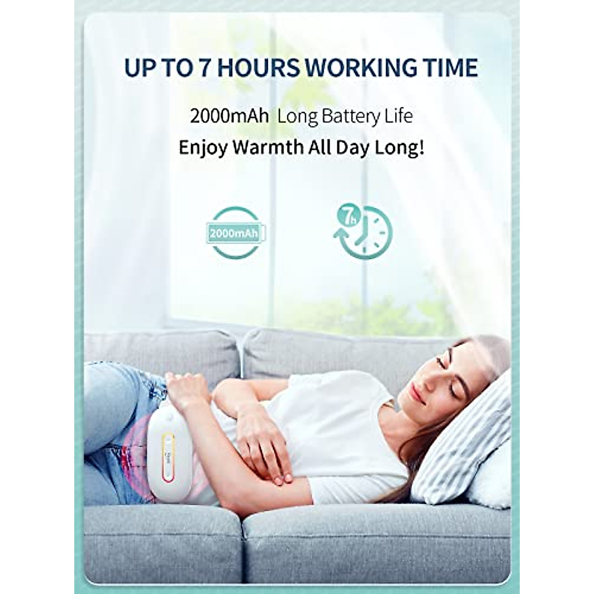 Slimpal Heating Pad for Cramps, Portable USB Cordless Heating Pad with Massager for Back Pain Relief, Heat Belt Gifts for Women White