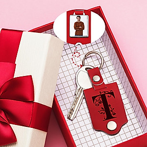 Misdary 24 Pcs Family Reunion Favors Photo Insert Keychain with Leather Protection Blank Picture Frame Keychain Photo Leather Keychain Bulk PU Leather Key Kit Blank Photo Keychain for Craft DIY Gifts