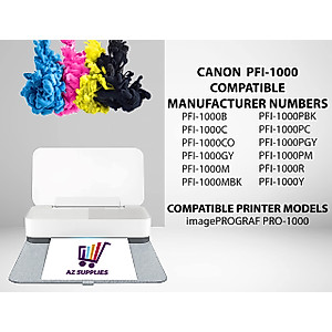 AZ SUPPLIES Compatible Ink Cartridge Replacement for Canon PFI-1000, PB,MB,C,M,Y,R,PM,GY,PC,CO,PG,B, 12 Pack