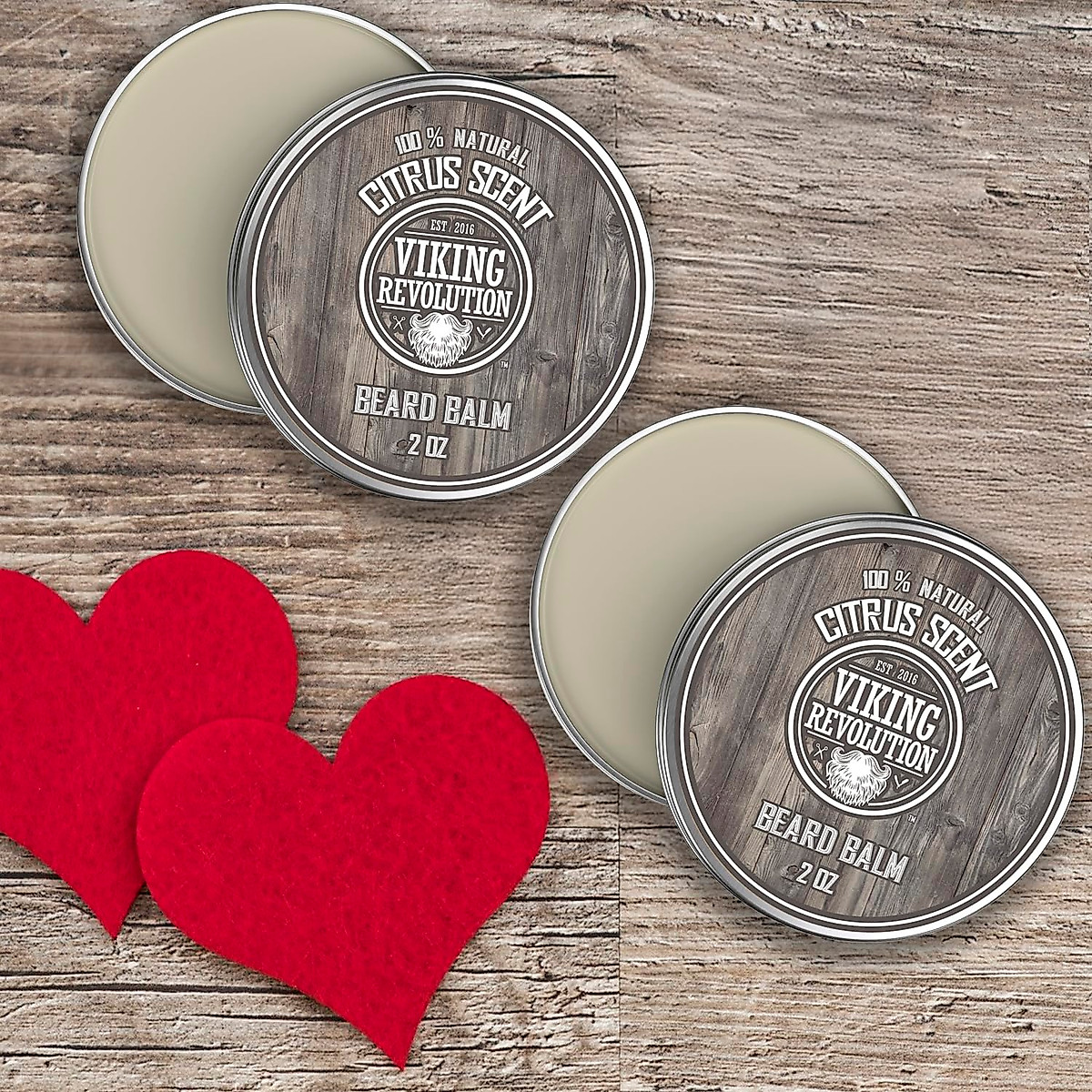 Viking Revolution Citrus Beard Balm - Beard Butter with Argan Oil, Beard Softener for Men with Jojoba Oil - Beard Moisturizer for Men with Beeswax - Beard Wax for Men with Mango Butter (2oz, 2 Pack)