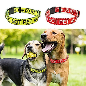 DWOOFG Dog Collar for DO NOT PET, Sturdy Durable with Buckle , Red Dog Collars for Small Medium Large Dogs, Premium Adjustable Polyester Pet Collar