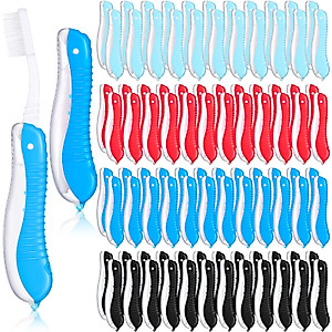 Gandeer 144 Pack Bulk Travel Toothbrushes Travel Folding Toothbrush Travel Size Toothbrush Individually Wrapped Portable Fold Up Toothbrush Kit for Travel Camping Home (Multi Color)