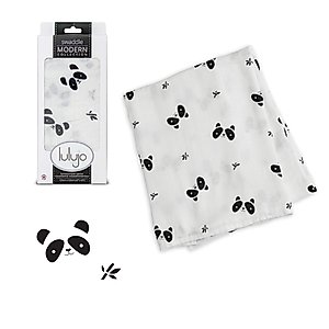 Lulujo Baby Silky Soft Muslin Swaddle Blanket, 47 x 47-Inches, Panda