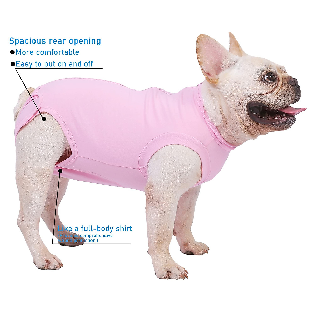 Caslfuca Dog Surgery Recovery Suit - After Spay, Abdominal Wounds Post Surgical Recovery, Anti Licking Breathable Dog Onesies for Small, Medium & Large Pet, Alternative Bandages Cone E-Collar