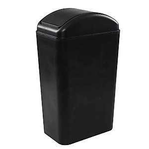 Readsky 3.5 Gallon Plastic Swing Lid Trash Can, Waste Bin with Swing Top, Black