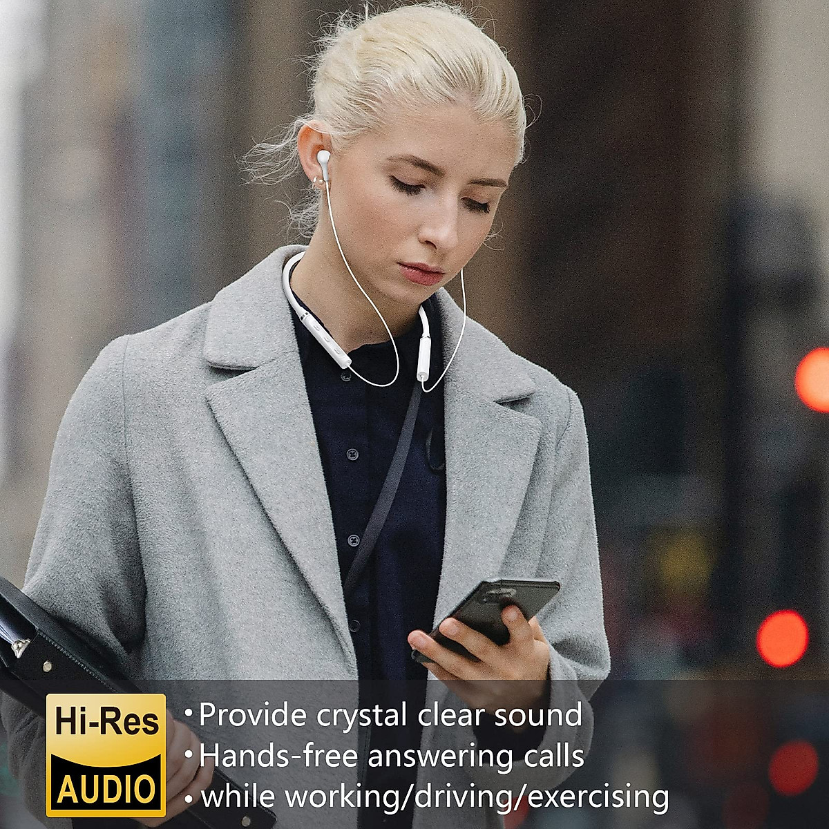 Bluetooth Neckband Headphones for Samsung S24 S23 FE in-Ear Magnetic Earbuds Noise Canceling Bass Stereo Sound Mic Wireless Headset for iPhone 14 15 Pro Max Galaxy Z Fold 5 4 Flip 3 S22 S21 Pixel 8 7