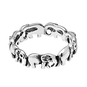 AeraVida Captivating Elephant Parade .925 Sterling Silver Band Ring | Animal Casual Fashion Ring | Statement Fashion, Promise Ring, Couple Unisex Ring | Size 6