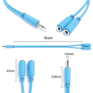 ExcelValley - Mono Splitter Y Patch Cables - TS 3.5mm 1/8" Eurorack Synth Synthesizer [6A-Pack]