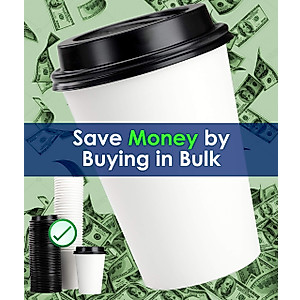 White 12 Oz Paper Coffee Cups With Recyclable Dome Lids, 100 Pk. BPA Free Disposable Drink Cup Set for Serving Hot Tea and Lattes at Kiosks, Shops, Cafes, or Concession Stand