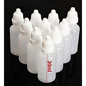 UPSTORE 12PCS 30ml 1oz Empty Plastic Squeezable Eye Liquid Dropper Bottles Drop Jars Squeeze Eye Dropper Container with Screw Caps and Plugs