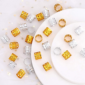 Tbestmax 200 pcs Dreadlocks Beads Hair Braid Rings Clips Dread Locks Hair Braiding Metal Cuffs Decoration/Accessories Jewelry, Silver and Gold