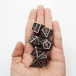 DND Dice,Hollow D&D Metal Dice,Octopus Monster Dice Set with Gift Box,7 PCs Steampunk Dungeons and Dragons Games Set for RPG,MTG,Pathfinder,Copper BF D and D Dice Set (Octopus Ancient Nickel RF)