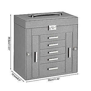 ANWBROAD Huge Jewelry Organizer Box Women Jewelry Storage Box Capacity for All Jewelry with Lock Mirror for Necklaces Earrings Rings Bracelets Jewelry Case UJJB028H