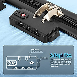 AnyZip Luggage PC ABS Hardside Lightweight Suitcase with 4 Universal Wheels TSA Lock Checked-Large 28 Inch Light Blue