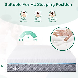 Memory Foam Mattress 12 Inch King Size, Medium Firm Cool Gel Foam Mattress with Breathable Soft Fabric Cover, CertiPUR-US Certified, Supportive & Pressure Relief Mattress Bed in A Box