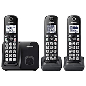 Panasonic KX-TGD513B Expandable Cordless Phone with Call Block - 3 Handsets (Renewed)