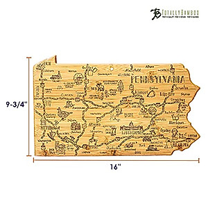 Totally Bamboo Destination Pennsylvania State Shaped Serving and Cutting Board, Includes Hang Tie for Wall Display