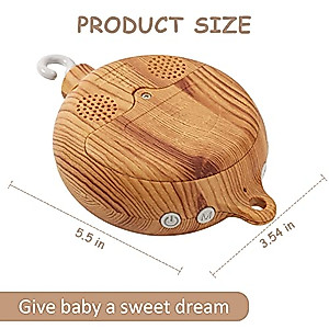 Baby Mobile Rotary Music Box Imitation Wood with Rotating Hook -Crib Mobile Motor Battery Operated Plays 35 Tunes Crib Toys Attachments