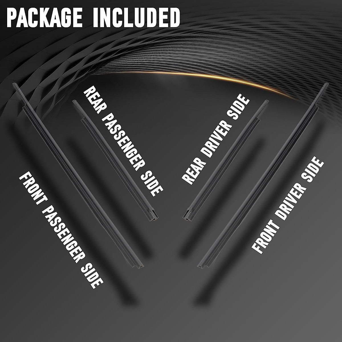 WEILEITE Exterior Window Moulding Belt Glass Sweep Felt Trim Seal Weatherstrip Kit Compatible with Toyota Tundra Double Cab 2007-2020 Replaces 68160-0C020 68210-0C020 68163-0C010 68164-0C010(4PCS)