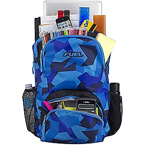 FUEL Spacious Backpack with Interior Laptop/Table Sleeve, Pacific Blue/JS Shapes Print