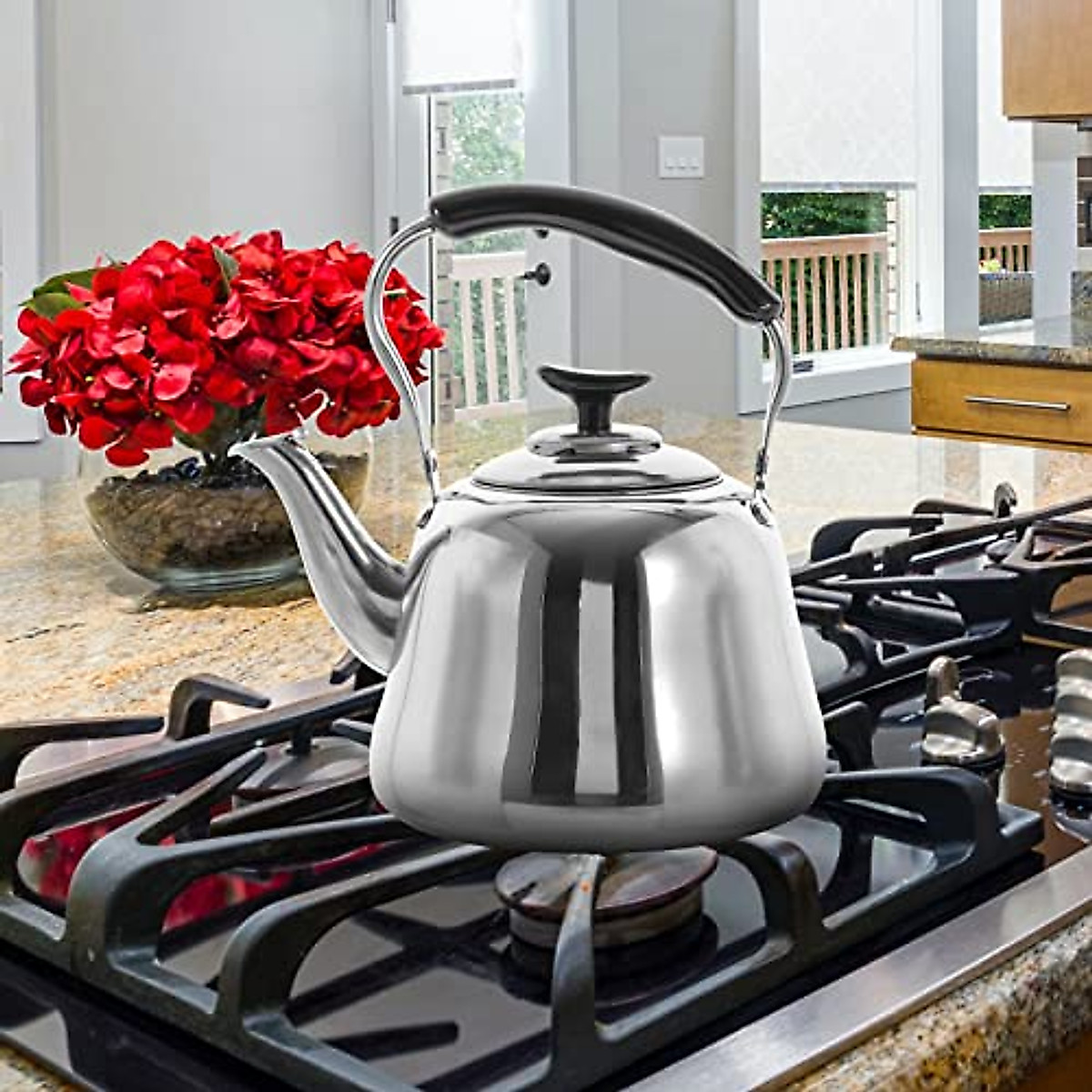 STOBAZA Whistling Tea kettle for Stove Top, Whistling Stovetop Teapot with Infuser, Gooseneck Pour Over Coffee Kettle, Food Grade Stainless Steel Teakettle Tea Pot, Water Boiler, 3L