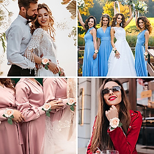 RONRONS 12 Pack Pearl Elastic Wristbands for Wedding Corsages, DIY Bridal Bracelets for Brides, Bridesmaids, and Special Events