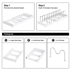 Pantasia Pots and Pans Organizer - Expandable 10-Tier Pot Lid Organizer Holder Adjustable for Pot, Bakeware, Cutting Boards, Lid, Dishes