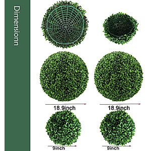 MYOYAY 4Pcs Artificial Topiary Ball 19 Inch and 9 Inch Outdoors 4 Layers Plant Topiary Ball Faux Boxwood Balls for Indoor Backyard Garden Wedding Décor