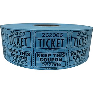The Ticket GURU-Large Number Raffle 50/50 TICKETS-2000/ROLL (Blue)