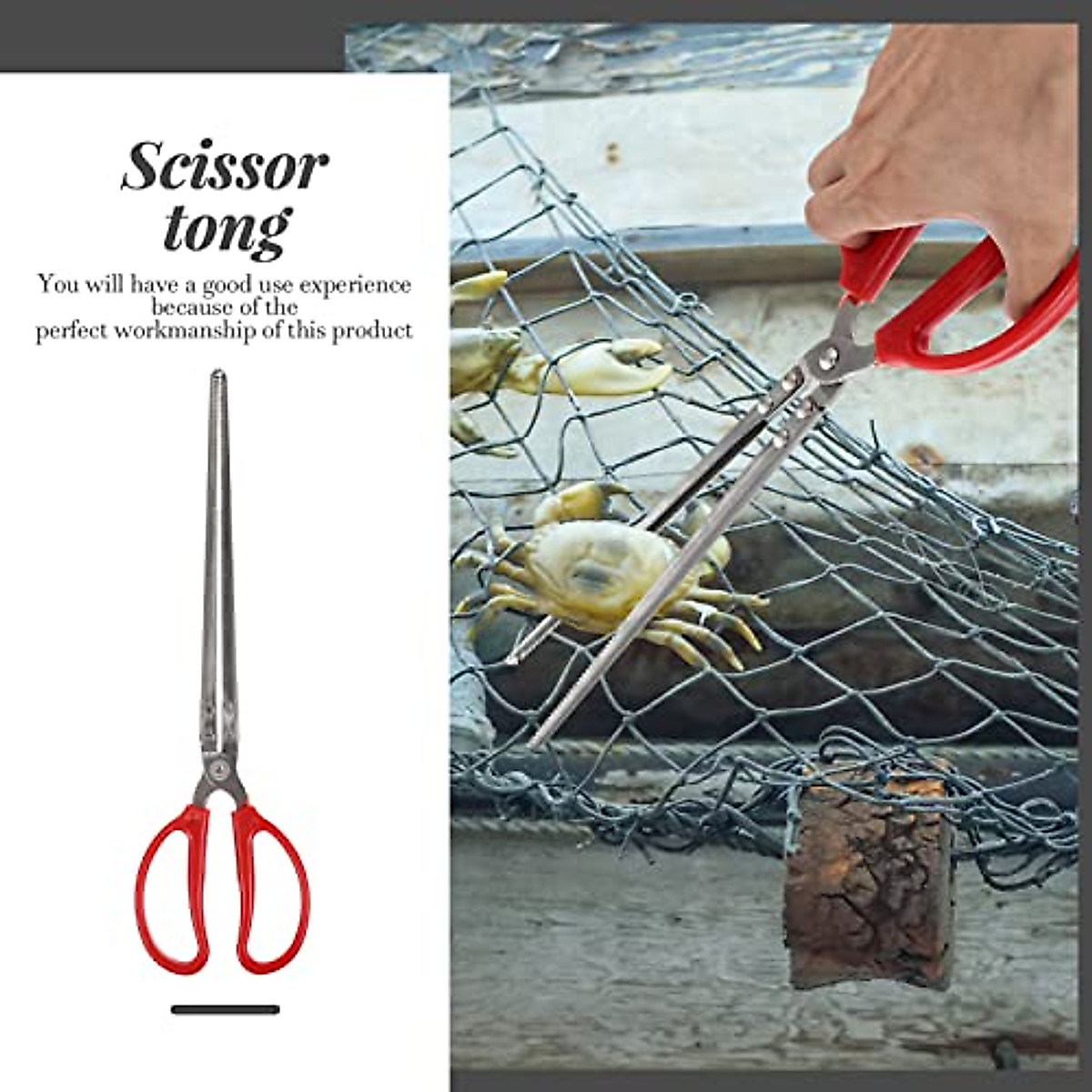 UPKOCH Multi- Steel Garbage Accessory Anti- Pick Slip Tongs Outdoor Style Cooking Garden Function Grilling Crabs BBQ Tool Portable Elderly Stainless Live Nabber Reacher for Trash Crab
