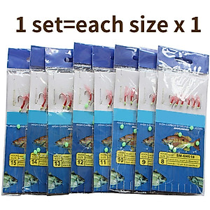 Bait Rig Assorted 16 Packs Freshwater/Saltwater Sea Fishing Rigs, Bait Rigs with Ball Bearing Swivel for Bass Trout Walleye Red Fish