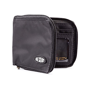 Big Skinny Men's Zippered Bi-Fold Slim Wallet, Holds Up to 25 Cards, Black