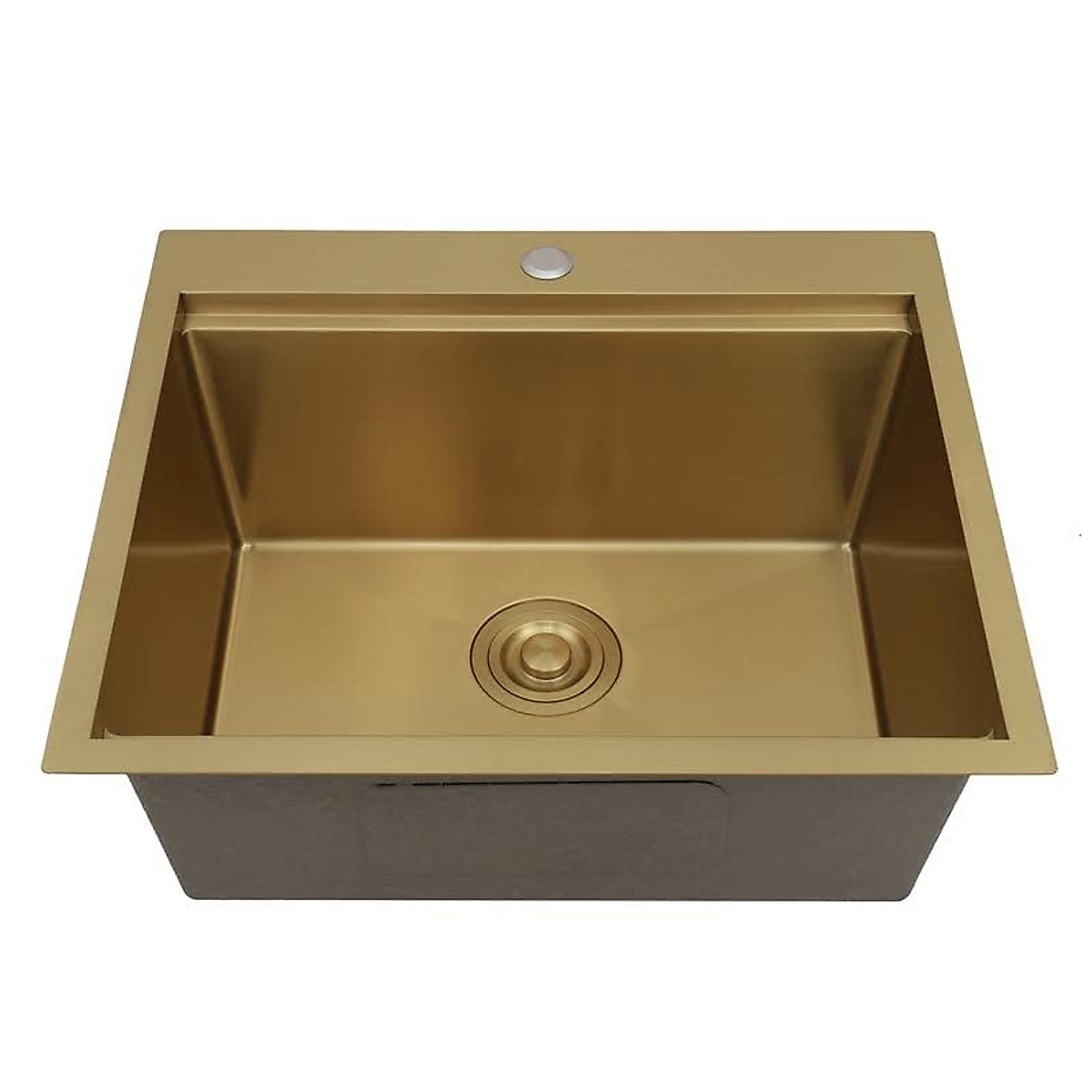 STARSTAR Workstation Ledge Topmount/Drop-in Single Bowl Satin Matte Stainless Steel Kitchen/Yard/Bar/Laundry/Office Sink, With Grid, Colander, Cutting Board, Strainer (23x20x9 Gold)