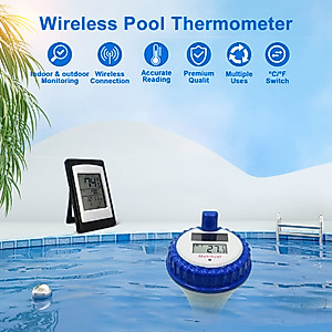 Metoluar Pool Thermometer, Wireless Floating Easy Read, Best Solar Remote Digital Outdoor Floating Thermometers for Swimming Pool, Bath Water, and Hot Tubs