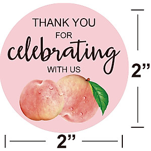Peach Stickers Thank You for Celebrating with Us Stickers 2 Inch Peach Birthday Party Favor Sticker Labels 120 Pcs Per Pack