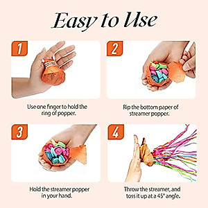 10Pack Streamers Poppers, Multi-Color No Mess Paper Crackers, Hand Throw Confetti Streamer for Birthday Wedding Party Celebrations, Colorful