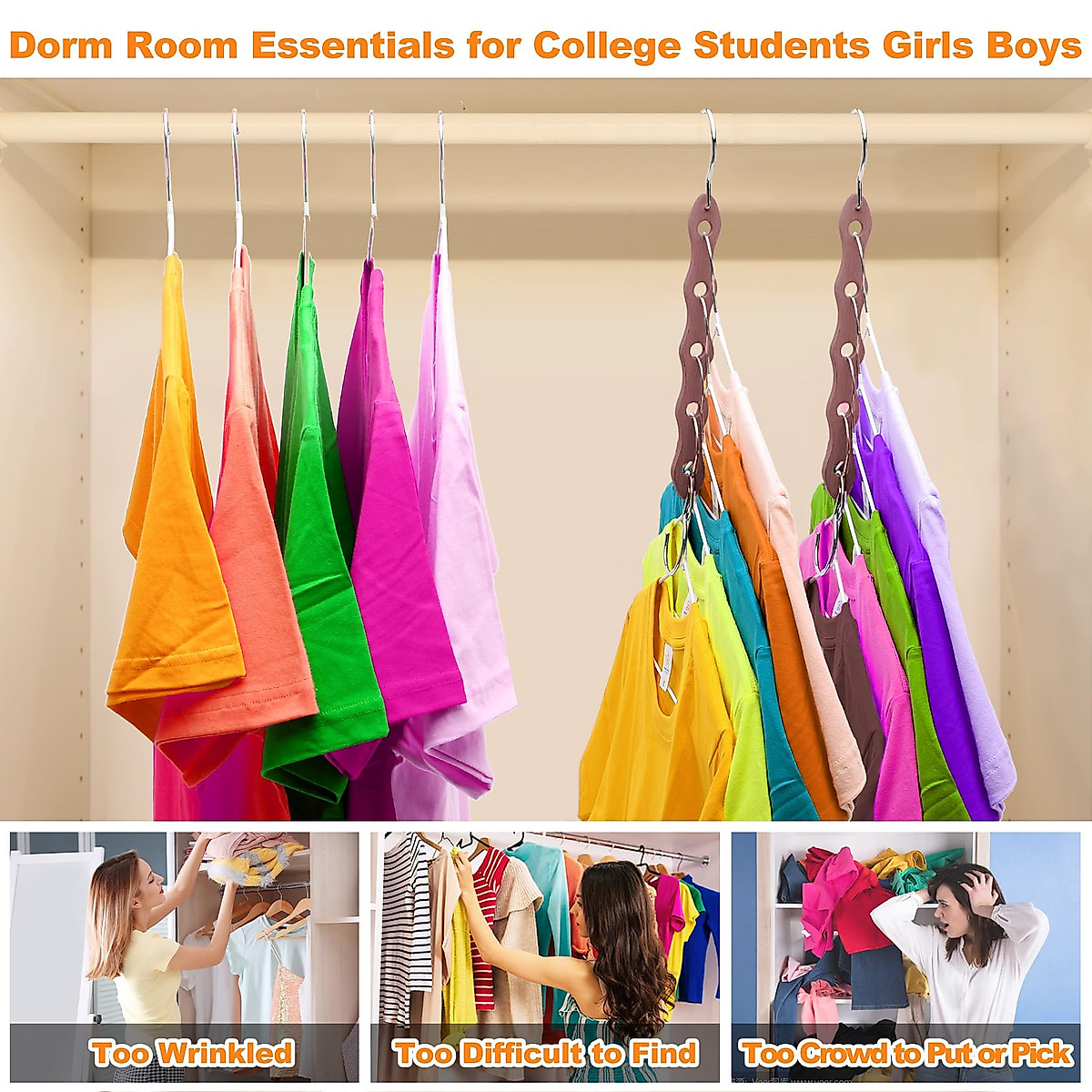 HEYHOUSE Closet Organizers and Storage,College Dorm Room Essentials,Multifunctional Closet Organizer Magic Space Saving Hangers for Wardrobe