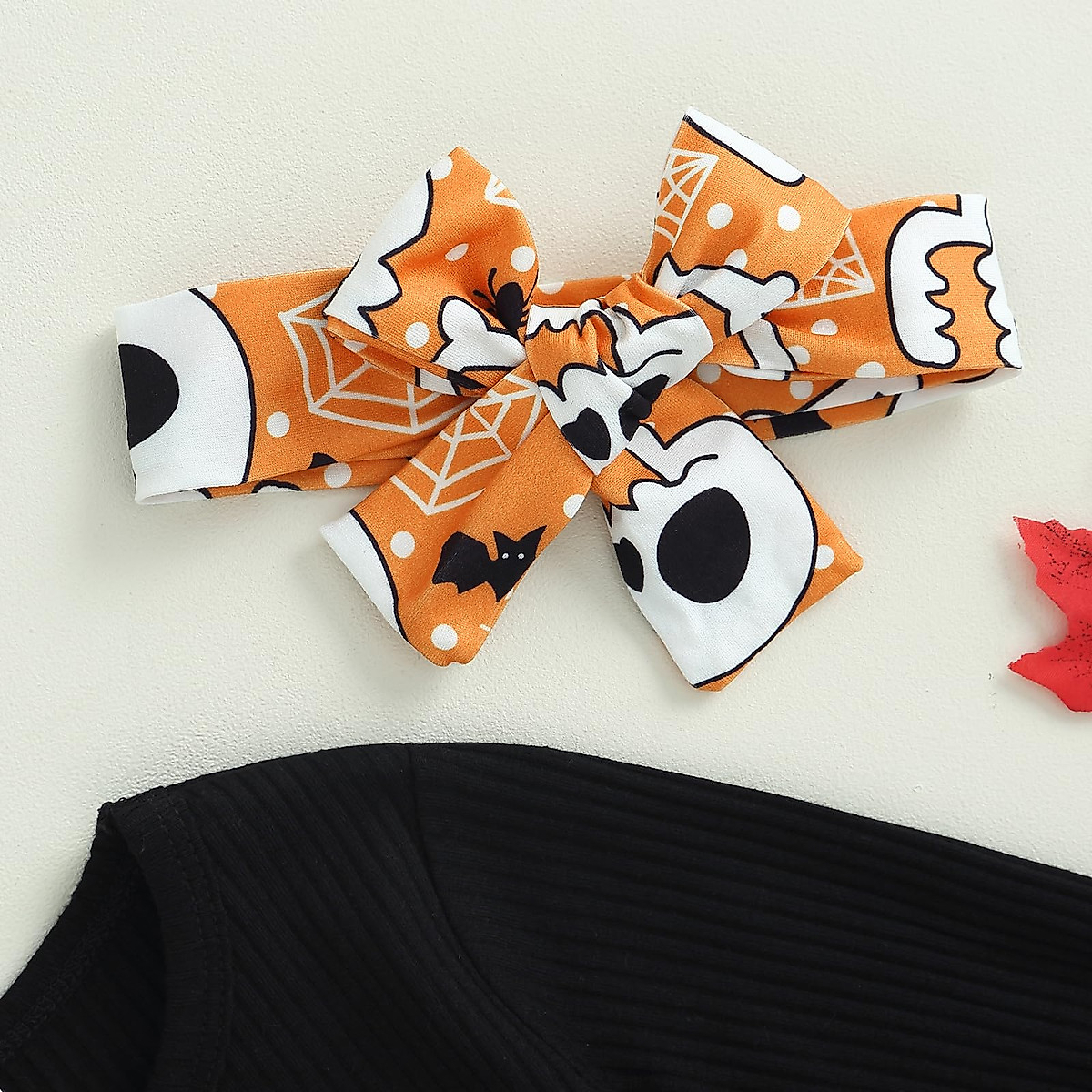 Faithtur Newborn Girl Clothes Cute Long Sleeve Patchwork Baby Girl Halloween Outfit Gothic Skull Romper Dress Baby Girl Gift (A-Black, 3-6 Months)