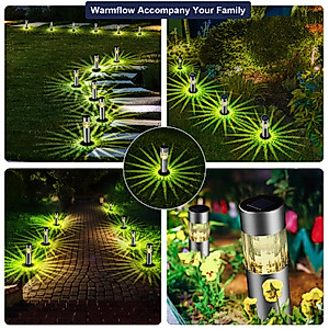 pearlstar Solar Outdoor Lights,10 Pack Waterproof Stainless Steel Solar Stake Lights,Solar Light Outside for Pathway,Path, Walkway, Driveway, Yard, Patio, Garden Decor（Warm White）