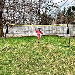 JOYIN Badminton Pickleball Net, 17 Ft Adjustable Portable Net for Junior Tennis, Kids Volleyball & Soccer Tennis, and Backyard Games - Easy Setup Sports Net with Poles (17 ft)