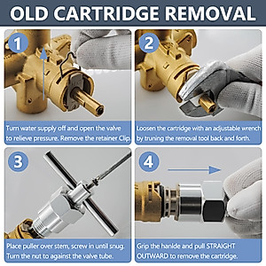1222 Replacement Cartridge with Removal Tool 104421 and Handle Adapter Kit 116653 for Moen, Compatible with One Hanlde Posi Temp Shower Faucet